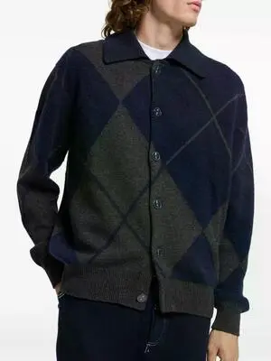 BARRIE Argyle-pattern Cardigan - Grey
