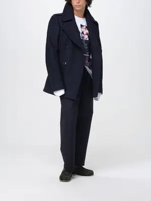 Dries Van Noten Double Breasted Coat - Blue