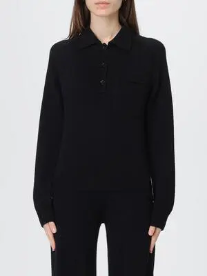ALLUDE Long Sleeve Polo Shirt - Black