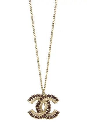 Chanel Cc' Logo Pendant Necklace - Red