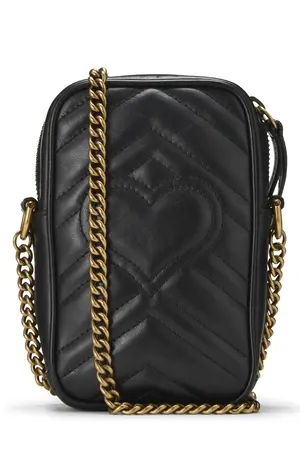 Gucci Matelassé Marmont Vertical Crossbody Bag - Black