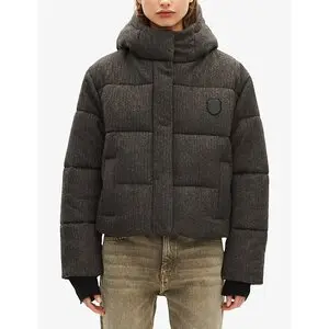 The Kooples Padded Wool-blend Jacket With Branded Patch