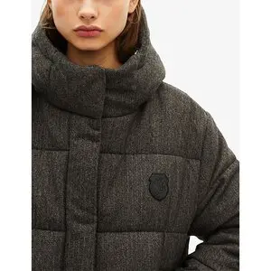 The Kooples Padded Wool-blend Jacket With Branded Patch
