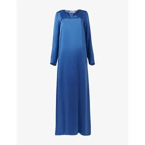 LEEM Front-slit Silk Maxi Dress