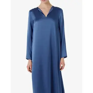 LEEM Front-slit Silk Maxi Dress