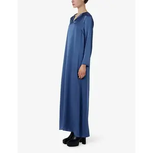 LEEM Front-slit Silk Maxi Dress