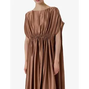 LEEM Cape-effect Silk-satin Midi Dress
