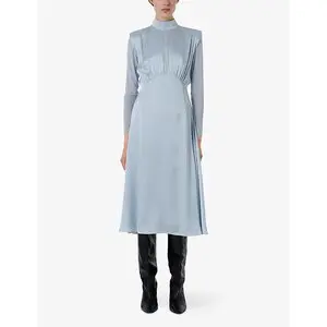 LEEM Silk High-neck Midi Dress