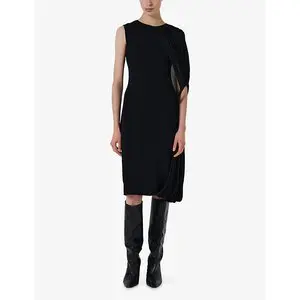LEEM Asymmetric Draped Knit Midi Dress