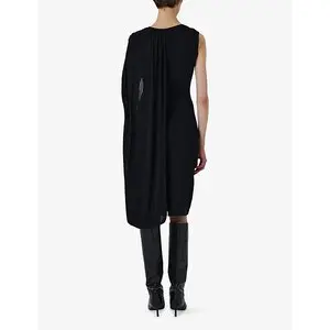 LEEM Asymmetric Draped Knit Midi Dress