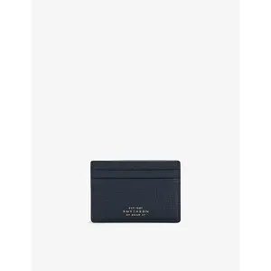 Smythson Flat Leather Card Holder - Navy