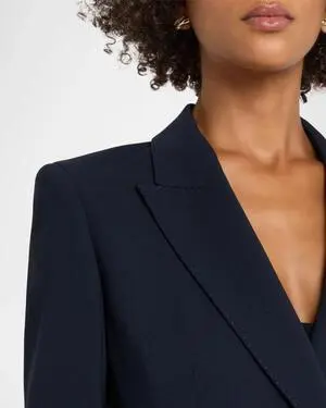 Lafayette 148 New York Double-breasted Pick Stitch Blazer - Ink