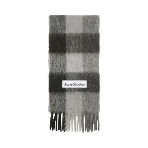 Acne Studios Vally Check Scarf /grey/dark Grey - Black