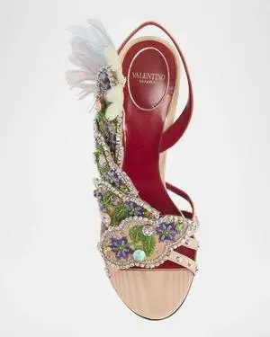 Valentino Garavani Dans Le Foyer Embellished Slingback Sandals - Multi