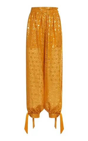 TALLER MARMO Metallic Printed Silk-blend Full Length Pants
