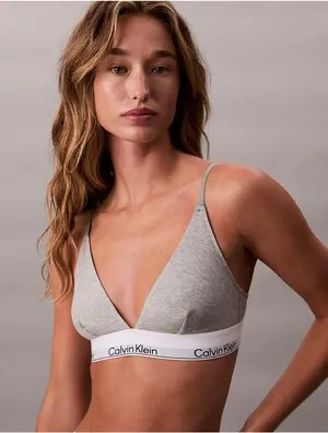 Calvin Klein Icon Cotton Modal Unlined Triangle Bralette - Grey Heather