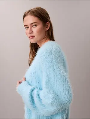 Calvin Klein Soft Cropped Cardigan - Blue Freeze