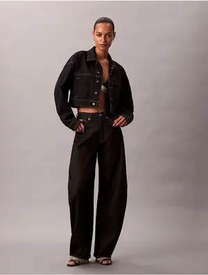 Calvin Klein Cropped Relaxed Denim Trucker Jacket