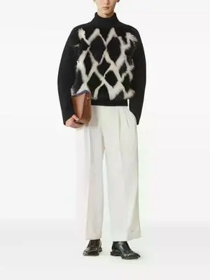 LANVIN High-neck Fur-panel Sweater