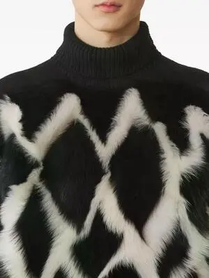 LANVIN High-neck Fur-panel Sweater