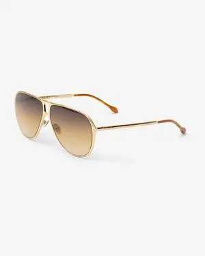 Isabel Marant Haylo Aviator Sunglasses Gold Brown / Brown Shaded