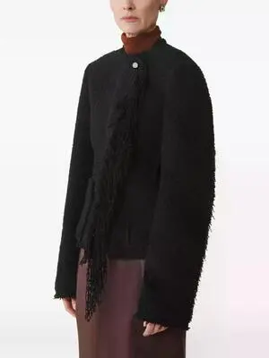 LANVIN Asymmetrical Fringe-detail Jacket - Black