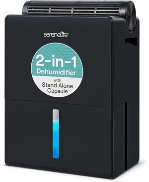 SERENELIFE 2-in-1 Portable Dehumidifier With Removable Cylinder & Drying Base - Black