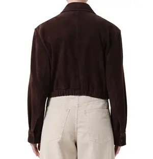AGOLDE Nahla Suede Cropped Jacket - Root