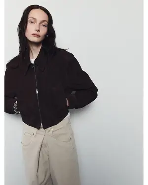 AGOLDE Nahla Suede Cropped Jacket - Root