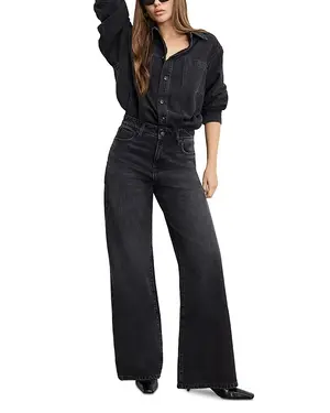 Good American Denim Shirt Jumpsuit - Black
