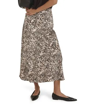 Mint Velvet Animal Print Slip Midi Skirt - Neutral