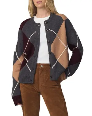 Joe's Jeans Relaxed Fit Cardigan - Charcoal Argyle