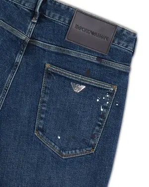 Emporio Armani Slim Fit Paint Splattered Jeans