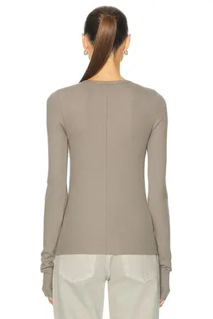 Eterne Long Sleeve Fitted Top - Clay