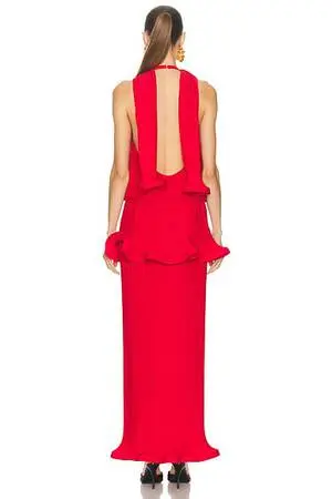 ROWEN ROSE Plunge Neck Long Dress