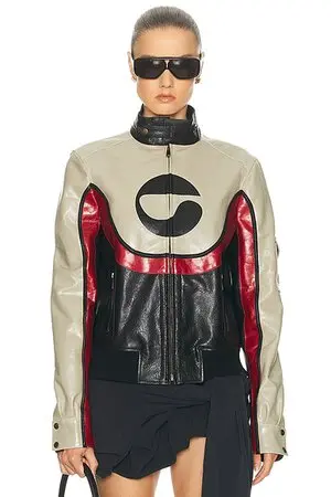 Coperni C Logo Leather Jacket - Multicolour