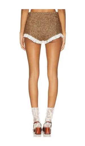 YUHAN WANG Lace Trimmed Herringbone Short