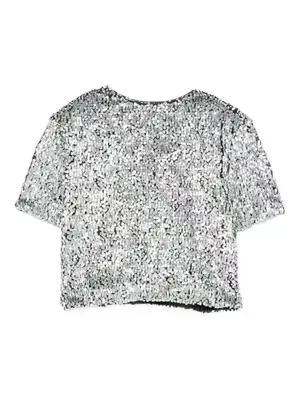 AREA Sequin Embellished T-shirt - Silver