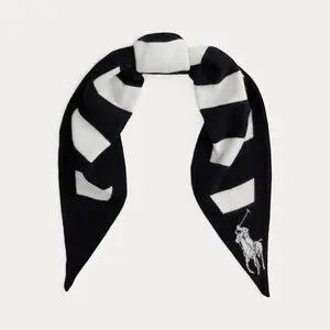 Ralph Lauren Striped Wool Diamond Scarf - Black