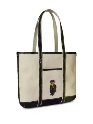 Polo Ralph Lauren Polo Bear Embroidered Small Tote - Neutrals