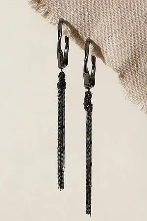 Free People Trixie Fringe Dangle Earrings - Hematite