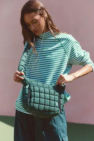Free People Quilted Carryall Sling Bag - Evergreen