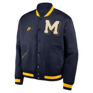 Nike Michigan Legacy College Full-snap Bomber Jacket - Blue