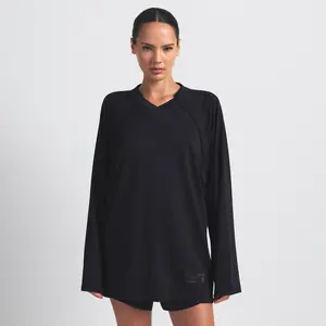Nike Skims Airy Oversized V-neck Long-sleeve Top - Black