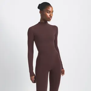 Nike Skims Vintage Seamless Mock-neck Crop Top - Brown