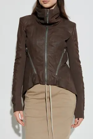 Rick Owens Naska' Leather Jacket - Brown