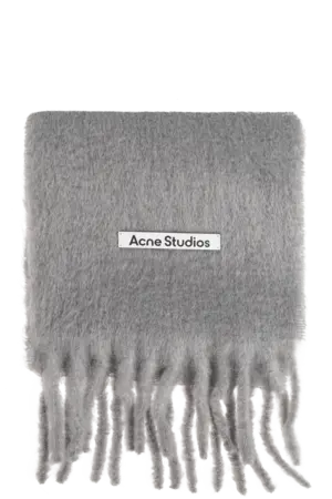 Acne Studios Scarf With Logo - Grey