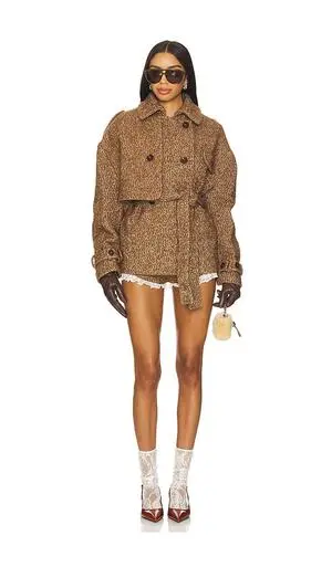 YUHAN WANG Herringbone Wool Blend Coat
