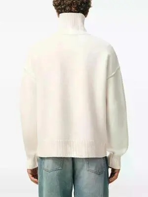 AMI Paris Funnel Neck Wool Sweater With De Coeur Motif