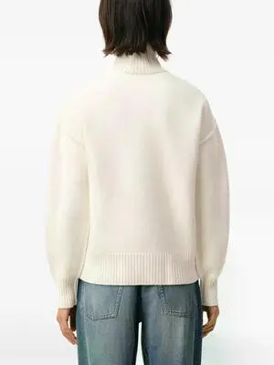 AMI Paris Funnel Neck Wool Sweater With De Coeur Motif